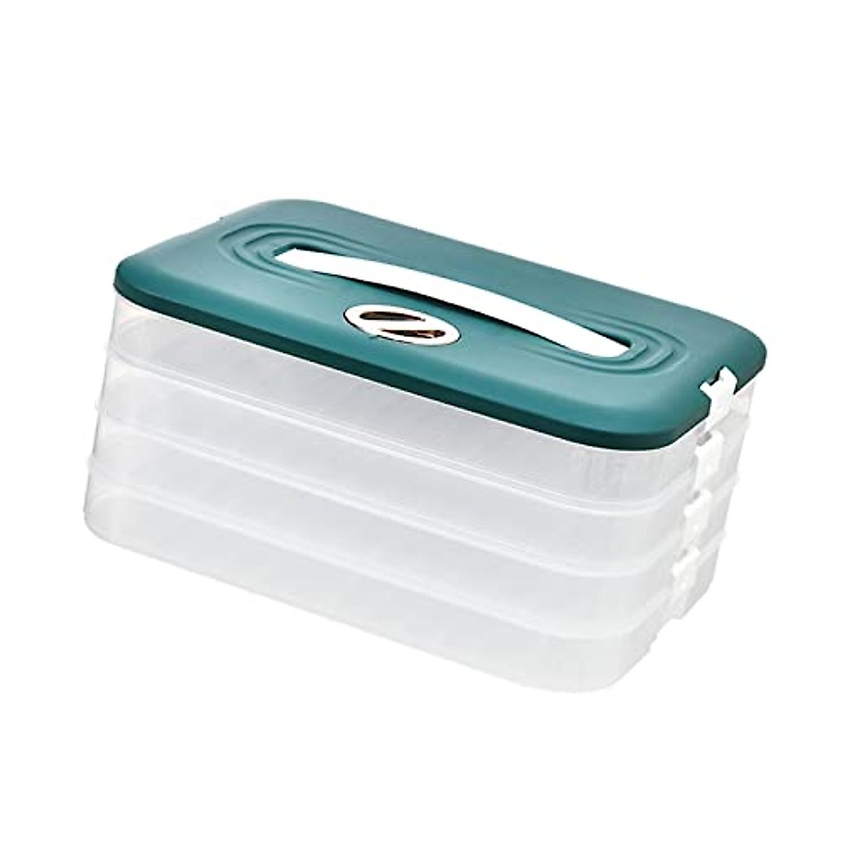 JISADER Large Storage Container for, 4-layer Food Grade Food Containers, Leak-proof, Stackable for Fish Eggs, Green