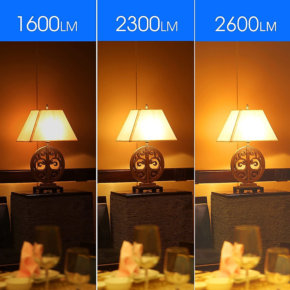 6 Pack 150 Watt Light Bulb, 2600LM Super Bright Light Bulb, Warm White 3000K, E26 Base, A21 High Lumens LED Bulb, Non-Dimmable, UL Listed