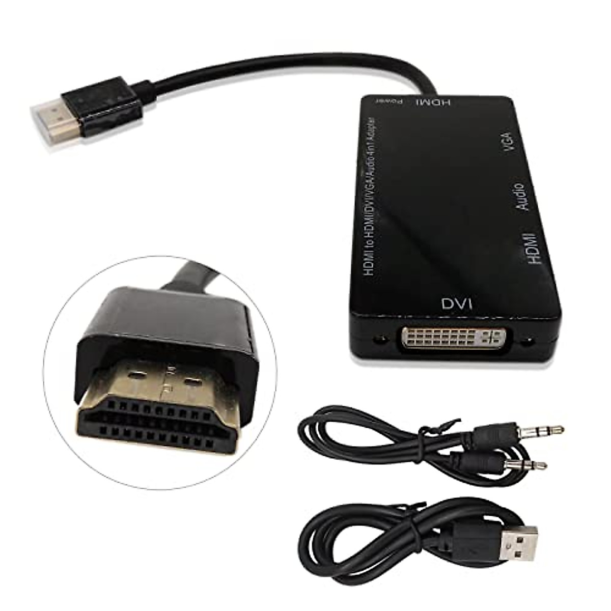 HDMI Adapter for Laptop Computer 1080P HDMI to HDMI VGA DVI Audio Multiport 4 in 1 Synchronous Display Video Converter Adapter Male to Female