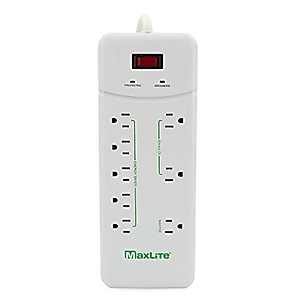 MaxLite Advanced Power Strip with 8 RECEPTACLES and 1350 Joules of Surge Protection,White,APS-8/1350J