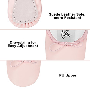 Stelle Ballet Shoes for Girls Toddler Dance Slippers PU Leather Boys Ballerina Shoes for Toddler/Little Kid/Big Kid/Women(Ballet Pink,3ML)