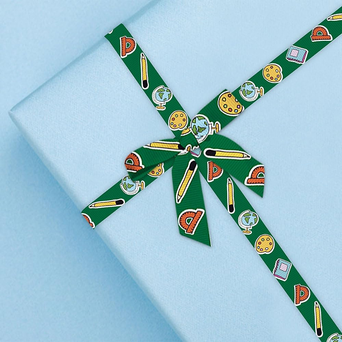 9 Rolls 27 Yards Back to School Ribbons, Welcome Back Grosgrain Ribbons Red Blue Yellow Plaid Ribbons School Rock Ribbons School Bus 3/8" Gift Wrapping Ribbons for Teacher Kindergarten Party Supply