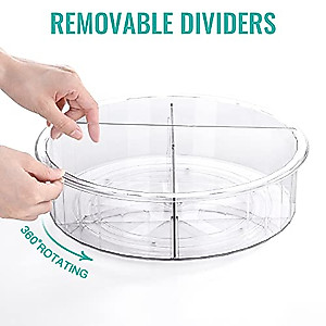 LITPRIN Lazy Susan Turntable Cabinet Organizer, Kitchen Pantry Organization and Storage with Dividers for Cabinet, Pantry, Fridge, Countertop, Kitchen, Vanity, 2 Pack（12"&9")