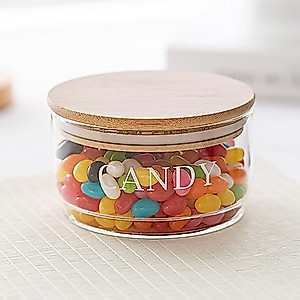 Glass Candy Dish with Bamboo Lid Small Candy Bowl Decorative Cookie Jar Clear Salad Bowl Buffet Storage Container for Home Kitchen Coffee Table Office Desk and Party Wedding ( Diameter: 4.33 Inch )