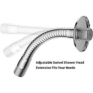 Adjustable Shower Head Extension Arm, Swivel Shower Arm Extension Water Outlet Lowers Existing Shower Head, Easy to Install & Durable 8 Inch Shower Pipe Extension with Flange for Bathroom