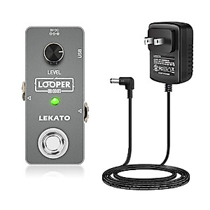 LEKATO Guitar Looper Effect Pedal Loop Pedal Unlimited Overdubs 5 Minutes Looping Time Looper Pedal with USB Cable and 9V 0.6A Pedal Power Supply Adapter