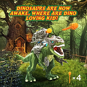 Dinosaur Toys with Remote Control-Dino Toys for Kids 3-5,6-8,8-12,Robot T-Rex Dinosaurs with Sounds,Lights,Moving and Launching Bullets,Gifts for 3+ Years Old Boys and Girls