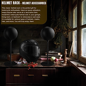 motofans® Helmet Stand Metal, Rotation Metal Stand Desktop Hanger Rack Helmet Stand Display for Motocycle Helmet, Caps,Hat, and Rugby Helmet