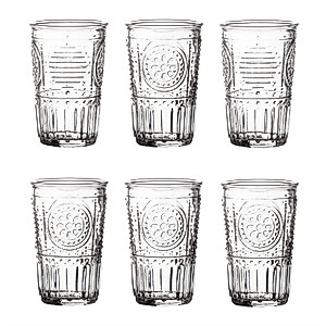 Bormioli Rocco Romantic Set Of 6 Tumbler Glasses, 11.5 Oz. Clear Crystal Glass, Made In Italy.