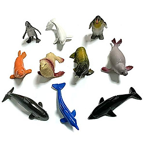 DOITEM 50 Pack Assorted Mini Vinyl Plastic Ocean Sea Animal Figures Toy Set, Realistic Under The Sea Life Figure Bath Gift for Child Educational Kids Party Cake Cupcake Topper