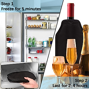 Wine Cooler Sleeve, Wine Bottle Gel Cooler Sleeve Freezer Chiller, Long Lasting Keep Wine Cool and Chill Sleeve for Prosecco Champagne Beer Wine Bottles