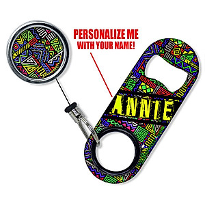 BarConic Mini Bottle Opener with Retractable Reel - Grungy Line Elements