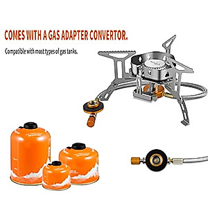 Tentock Camping Gas Stove 3500W Windproof Gas Cooking Burner with Piezo Ignition Ultralight Folding Mini Gas stove Portable Outdoor Backpacking Stove for Hiking Picnic Cooking BBQ Trekking