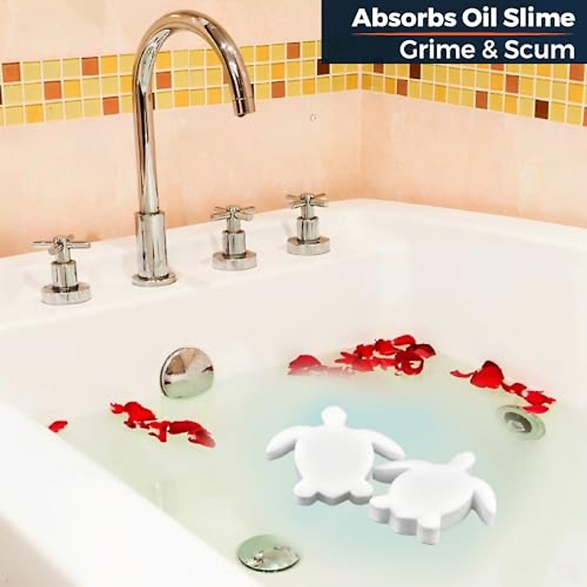 2 Pack - Turtle Oil Absorbing Sponge – for Swimming Pools Hot Tubs & Spas – Absorbs Oil Slime Grime and Scum