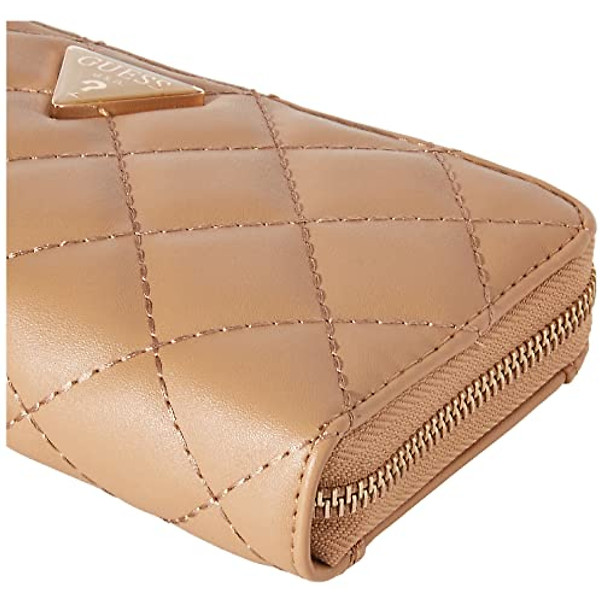 GUESS Cessily Large Zip Around Faux Leather Wallet, Beige