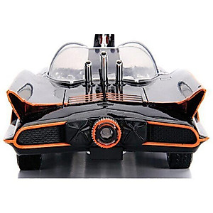 Jada 98625 DC Comics Classic TV Series Batmobile Die-cast Car, 1:18 Scale Vehicle & 3" Batman & Robin Collectible Figurine 100% Metal, Black