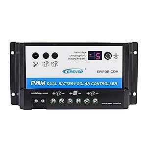 Dual Battery Solar Charge Controller 20A 12V 24V Duo-Battery Solar Controller for RVs Caravans and Boats