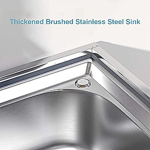 Commercial 304 Stainless Steel Sink - Kitchen Sink Station with Deep Basin Bowl - Utility Sink for Home Laundry Room Garage Bar Restaurant (Color : Silver, Size : 47x42x80cm)