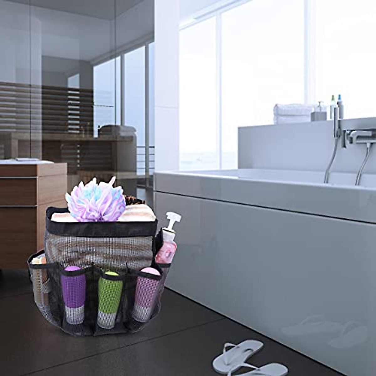 Saiveina Mesh Shower Caddy for College Dorm Necessities Portable Travel Shower Basket Shower Tote Bag for Girls and Boys, with 9 Pockets