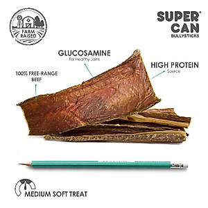 SUPERCAN BULLYSTICKS Beef Bully Sticks for Small Medium Large Dogs (8oz) 100% Natural Dog Chews - Long Lasting Treats for Aggressive Chewers - Healthy Teeth - Free Range