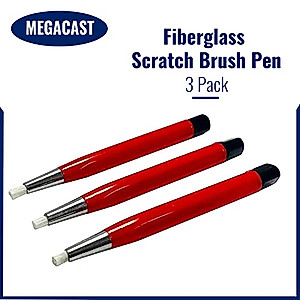 Megacast Fiberglass Scratch Brush Pen - 3 Pack - Jewelry, Watch, Coin Cleaning, Electronic Applications, Removing Rust and Corrosion