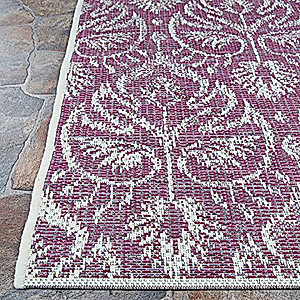 Couristan Marseille Cassis Indoor/Outdoor Area Rug, 2' x 3'7", Plum-Ivory
