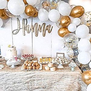 Balloon Garland Kit, (134 pcs) Balloon Arch Kit Silver, Gold and White, Baby Shower Party Balloons Balloon Tape, Balloon Arch Strip for Wedding, Graduation Gender Reveal, Balloons Party Decorations