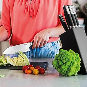 Berghoff Graphite Santoku Knife 7", Stainless Steel Sharp Wide Blade, Soft-touch Handle, Cutting Slicing Chopping Fruit Vegetable Fish Meat, Well Balanced