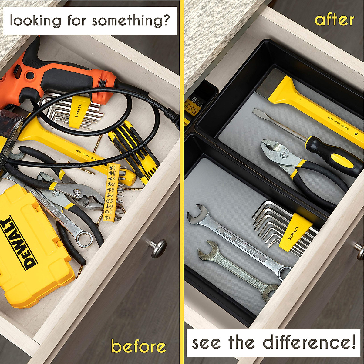 LIVORINI Drawer Organizers | Kitchen Drawer Organizer, Desk Drawer Organizer, Junk Drawer Organizer | Organization and Storage Tray [6 Pcs]