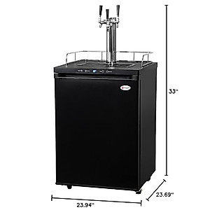 Kegco HBK309B-3 Three Faucet Homebrew Kegerator - Matte Black Cabinet and Door