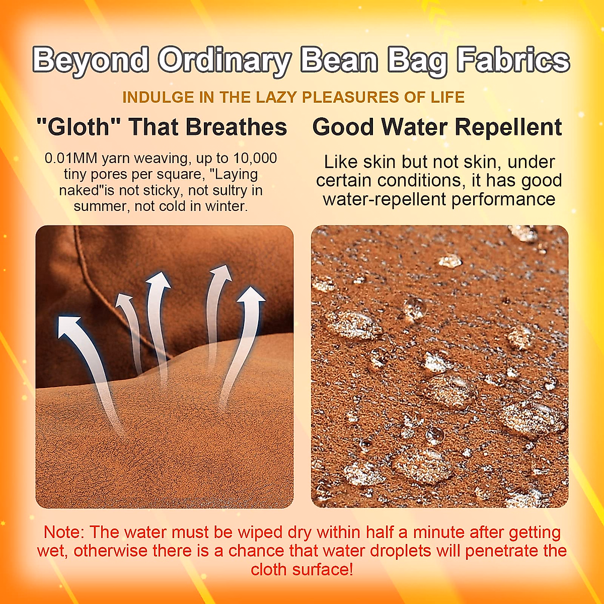 Bean Bag Sofa Cover (No Filler), Living Room Furniture PU Leather Washable Micro-Fiber Adult Beanbag Chair Outside Cover, Home Leisure Single Couch Bedroom Lazy Lounger Cover (Small)