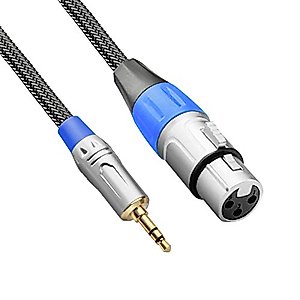 tisino XLR to 3.5mm Microphone Cable, XLR Female to 1/8 inch Mic Cord for Camcorders, DSLR Cameras, Computer Recording Device, and More - 10 feet