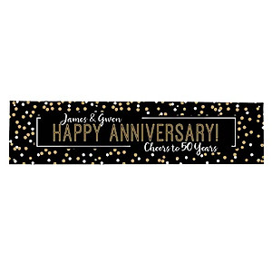 Let's Make Memories Personalized Celebration Banner - Party Decor - Black & Gold - 8 Feet