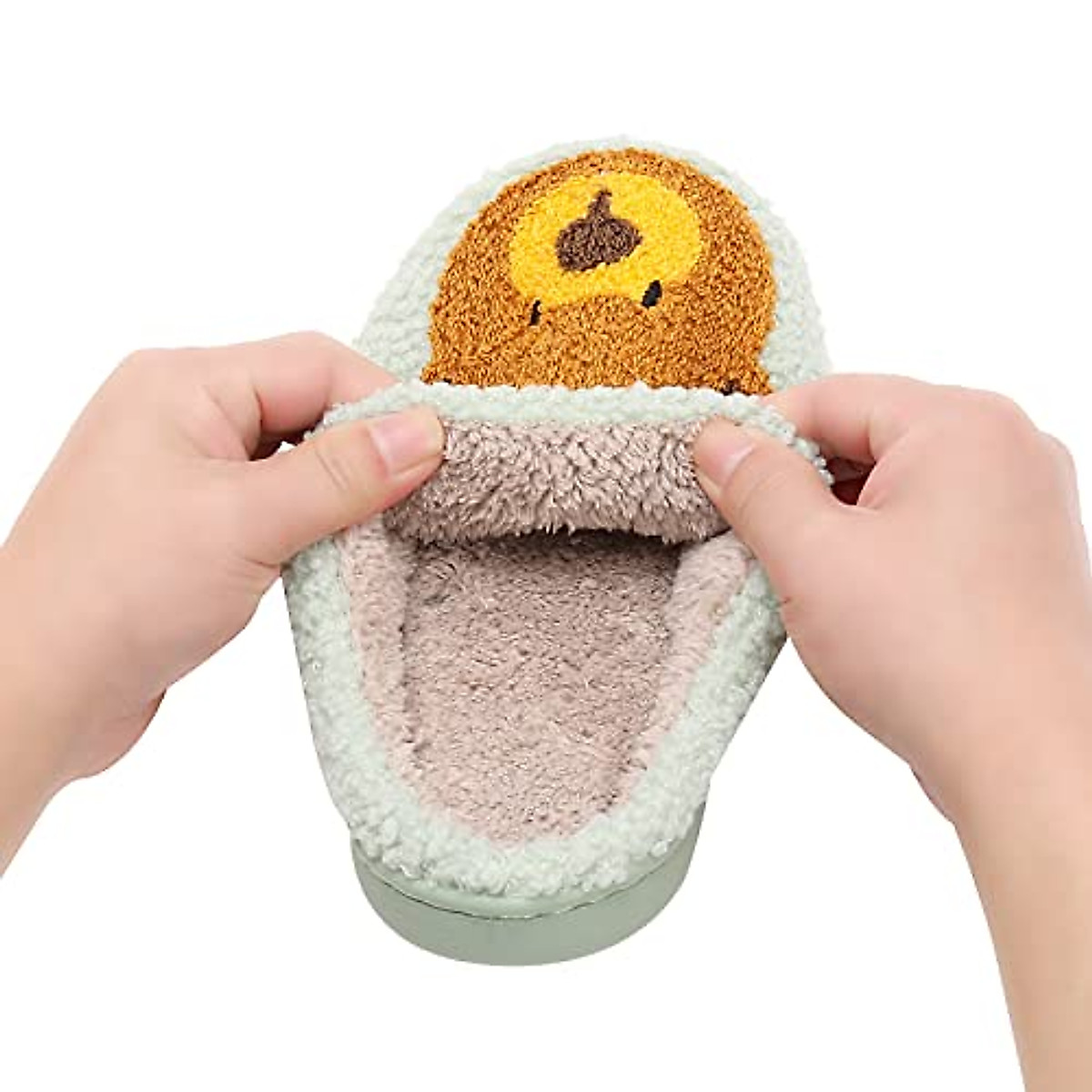 TYFLOVE Teddy Bear Slippers for Women/Men/Kids Smiley Face House Slippers Warm Cozy Plush Slip-On Slippers Soft Fuzzy Slippers