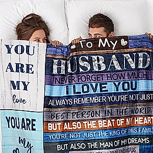 to My Husband Gift Blanket from Wife, I Love You, Husband Gift for Husband Blanket Throw for Christmas Birthday Valentine's Day Soft Bed Flannel Blanket 50x60in