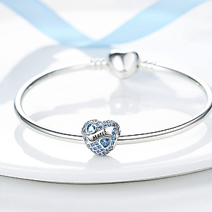 IBAGKE Birthstone Charms for European Bracelet 925 Sterling Silver Dangle Charm Beads Pendants for Bracelets Charms DIY Jewelry birthday Gift for Women (March Birthday Charms)