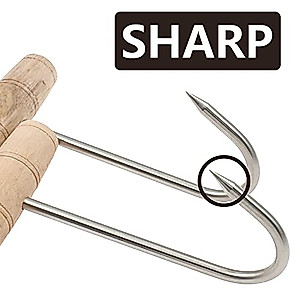 Bonsicoky 2PCS Meat Hooks for Butchering, 7 Inch Stainless Steel T Shaped Butcher Hooks for Butcher Shop, Fish Shop, Roast Duck Restaurant