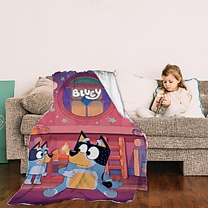 ORGANISET | 50"x 40" | Blanket for Kids, Toddler Blankets for Boys and Girls, Kids Blankets Cartoon, Bluey Toddler Bedding, Throw Blanket Flannel for Bed