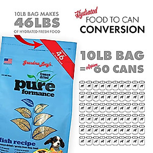 Grandma Lucy's PUREformance Dog Food, Grain Free and Freeze-Dried - Fish, 3 Pound Bag