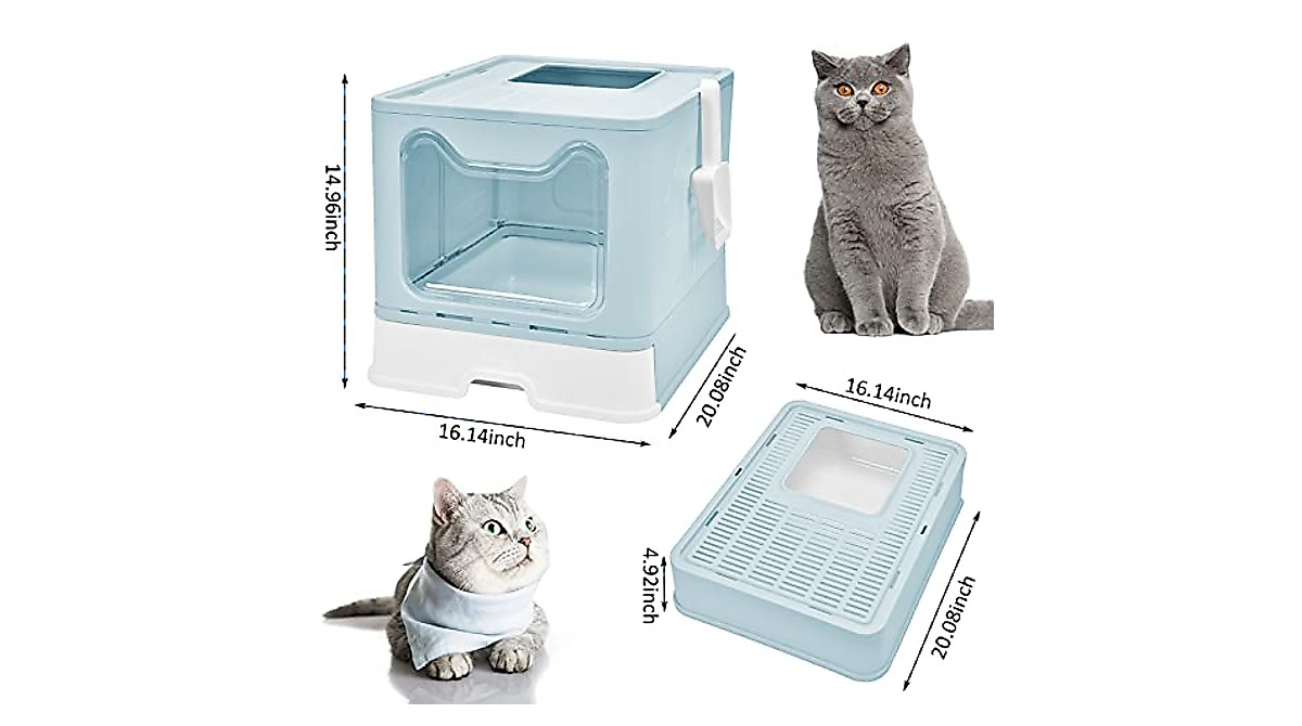 Foldable Cat Litter Box with Lid - Easy Clean & Large Space