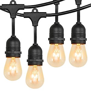 ZOXJOY Outdoor String Lights Weatherproof Strand Edison 15+1 Bulbs, 50FT UL Listed Heavy Duty Decorative Café Market Patio Lights for Bistro Garden Porch