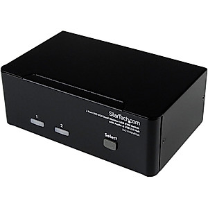 StarTech.com 2 Port KVM Switch - DVI and VGA w/ Audio and USB 2.0 Hub – Dual Monitor / Display / Screen KVM Switch - DVI VGA , TAA (SV231DDVDUA)