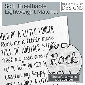 Ocean Drop 100% Cotton Muslin Swaddle Baby Blanket – Hold Me Black Quote with Gift Box for Baptism, Christening Gift, Godson, Goddaughter, Neutral, Baby Shower – Super Soft, Breathable Large 47x47”
