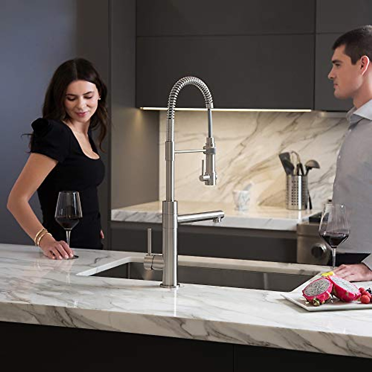 KRAUS Artec Pro 2-Function Commercial Style Pre-Rinse Kitchen Faucet with Pot Filler in Brushed Gold, KPF-1603BG (Pack of 3)