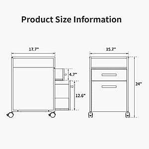 FEZIBO 2-Drawer Mobile File Cabinet, Wood Rolling Filing Cabinet for A4/Letter Size, Printer Stand, Storage Cabinet for Home Office, Rustic Brown