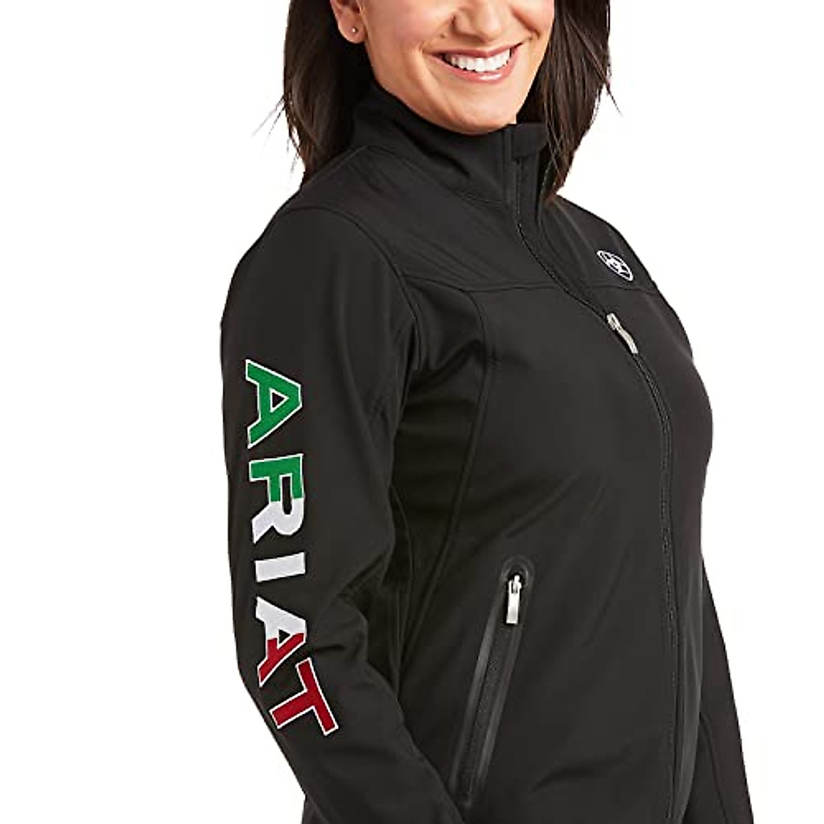 Ariat Female Classic Team Softshell MEXICO Water Resistant Jacket Black Small