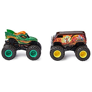 Monster Jam, Official Dragon vs. Thunder Bus Color-Changing Die-Cast Monster Trucks, 1:64 Scale
