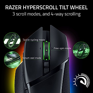 Razer Basilisk V3 Pro Customizable Wireless Gaming Mouse: Fast Optical Switches Gen-3 - HyperScroll Tilt Wheel - Chroma RGB - 11 Programmable Buttons - Focus Pro 30K Sensor - Classic Black