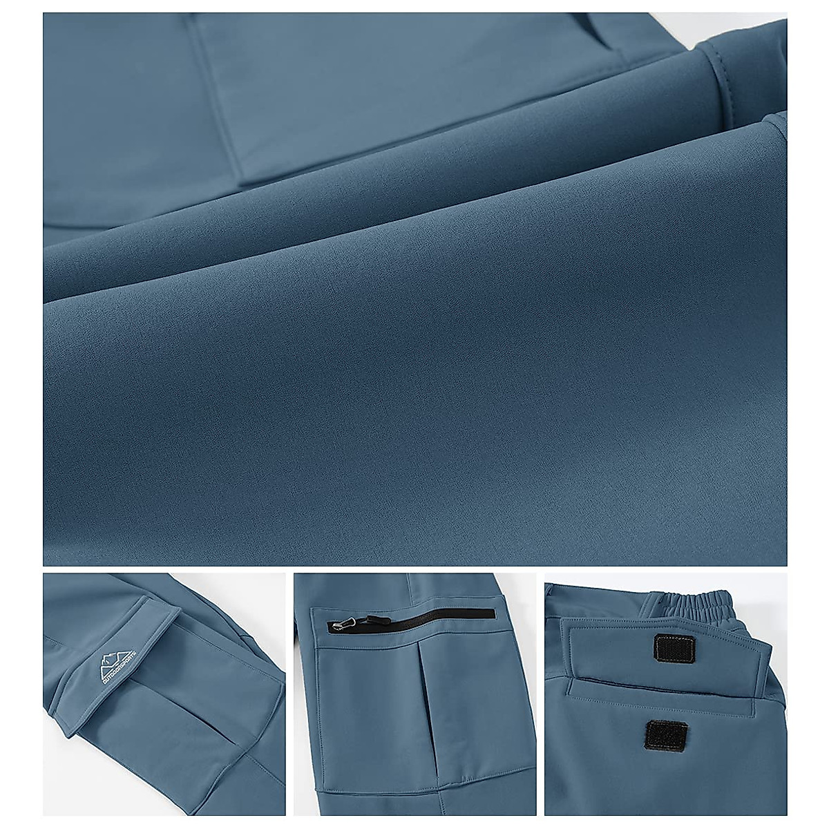 Gopune Women's Windproof Waterproof Sportswear Outdoor Hiking Fleece Pants (Grey Blue,L)