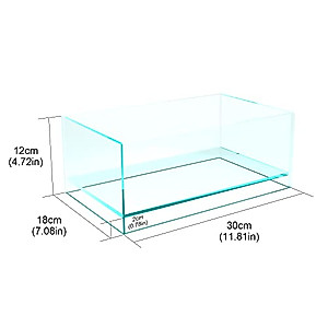 Fzone 1.7 Gal Nano Rimless Aquarium Low Iron Fish Tank NovaClear Ultra-White Translucent Glass Verso Series Nano Shallow Pond Levitating Floating Air Aquarium(A30-W18)